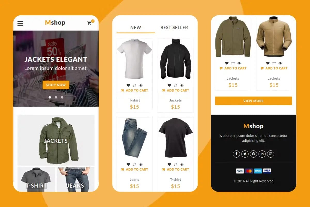 Mshop - eCommerce Mobile Template • GNU Elements