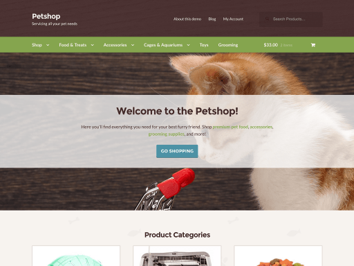 Petshop Storefront Theme • GNU Elements